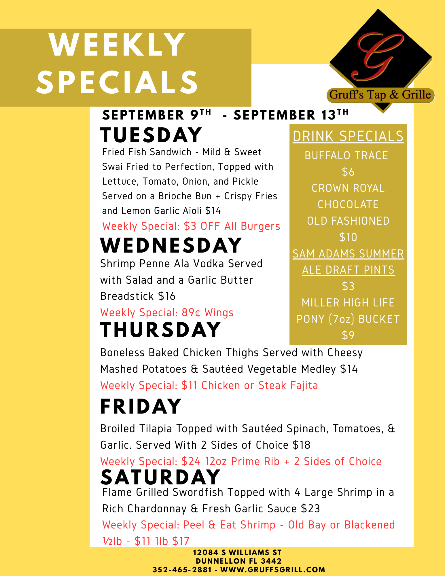 Order Online | Gruff's Tap & Grill